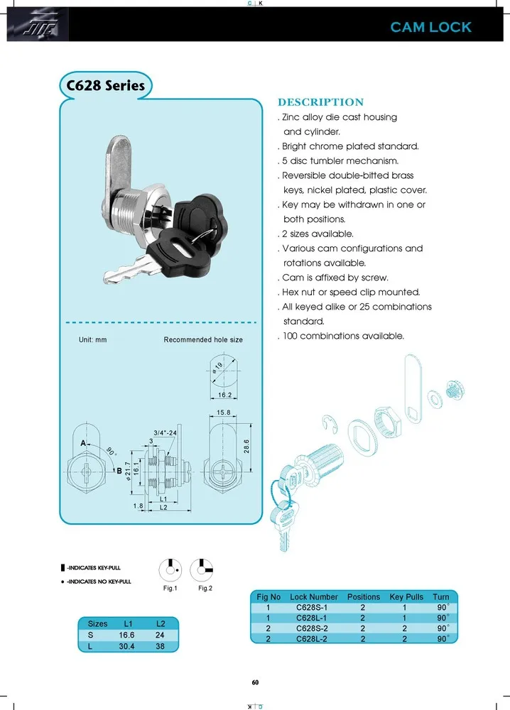 Full Size Large Flat Key Cam Lock With Plastic Cover - Buy Cam Lock ...