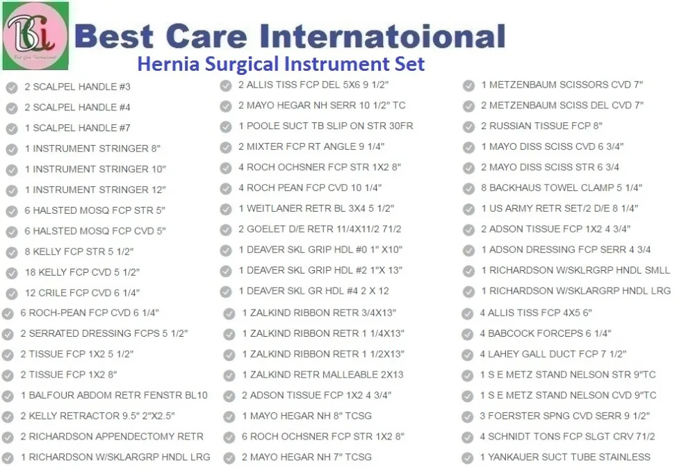 Hernia Instruments Set Hernia Surgery Set Hernia Surgical Instruments ...