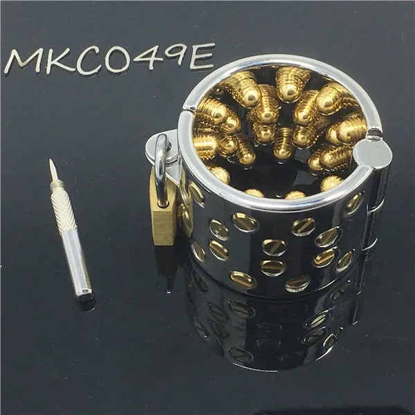 Gold Spike Stainless Steel Kali's Teethes(4 Rows) Ring Scrotum Pendant ...