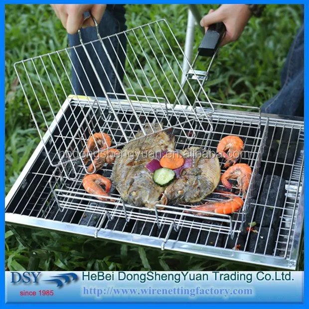 China Supplier Bbq Fish Grill Net With Heat Resistant Coating Handle ...