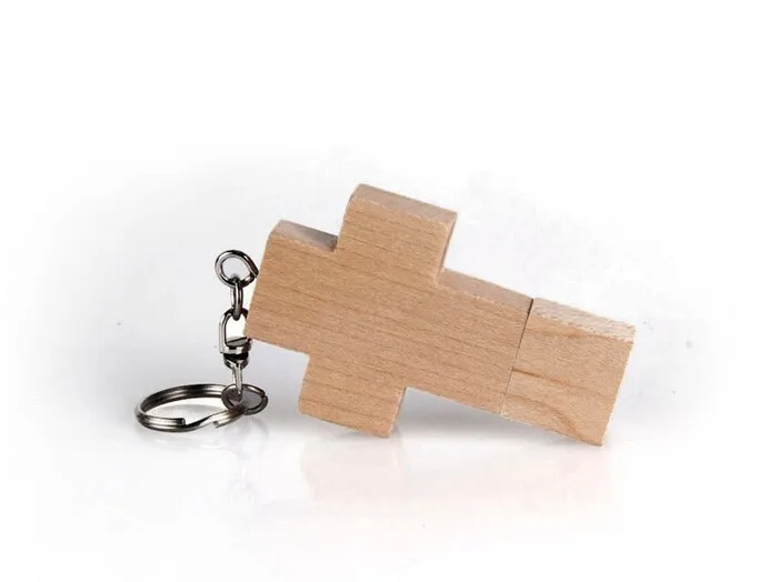 Giveaways Wooden Cross Shape USB Flash Drive Memory Stick
