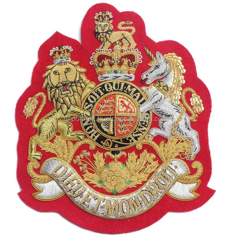 Hand Embroidered Gold,Silver,Antique Bullion Blazer Badge,Crest ...
