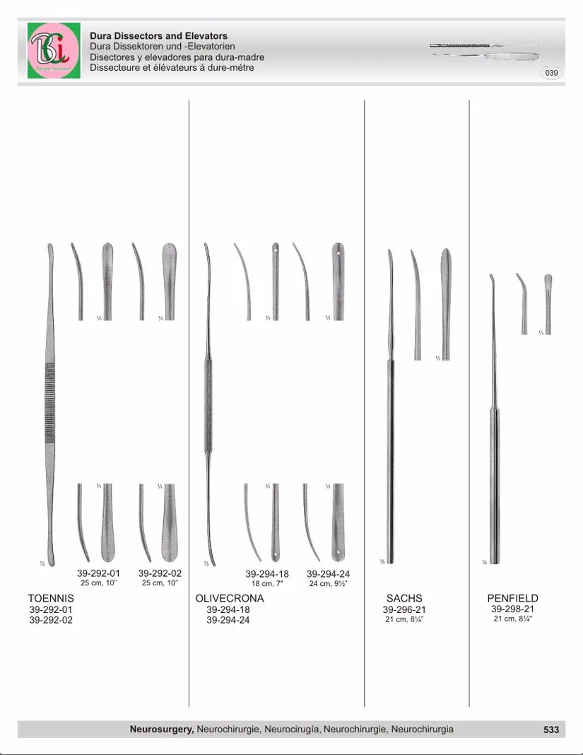 Toennis Dura Dissector And Elevator & Olivecrona Dura Dissector And ...