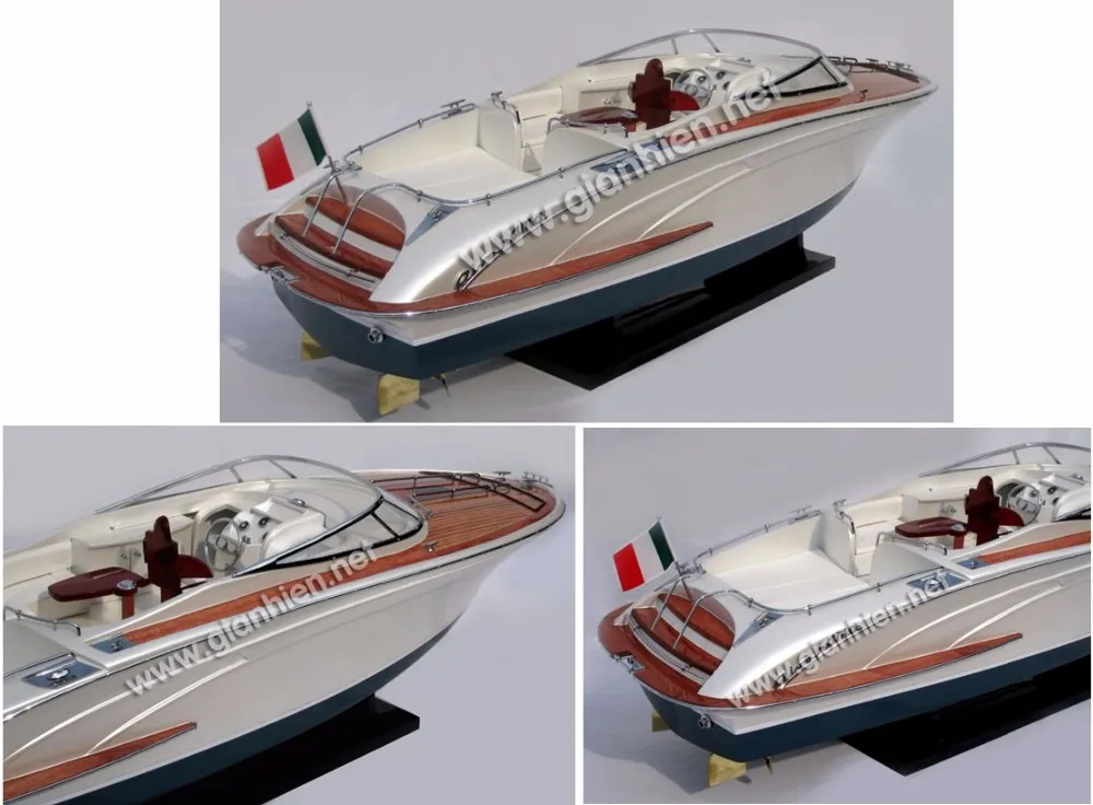WOODEN RIVA RAMA 44 - PLATINUM PAINTED 60cm MODEL SHIPS