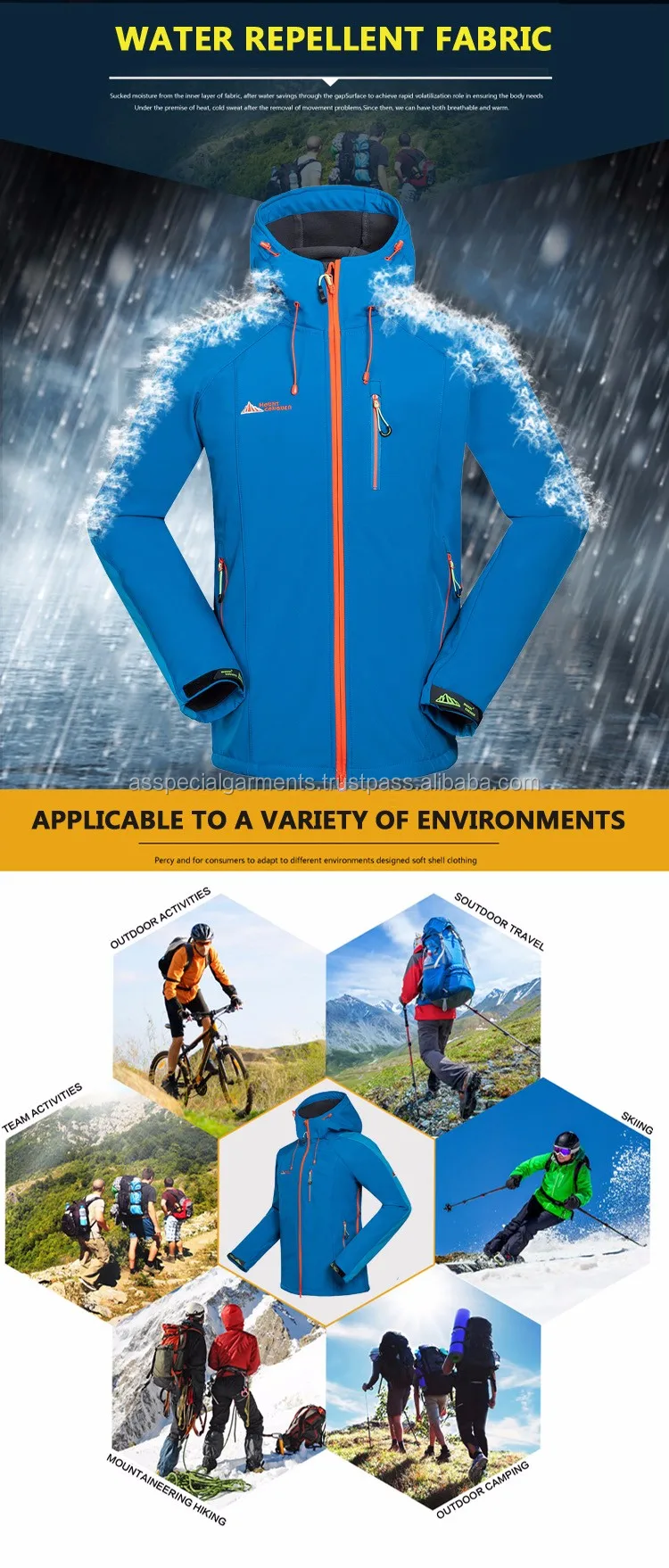 Men Waterproof Soft Shell Outdoor Jacket Hiking Climbing Soft Shell ...