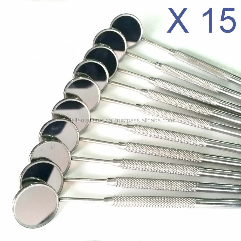 15 X Dental Mirror # 5 With Handle And Dental Examination Instruments ...