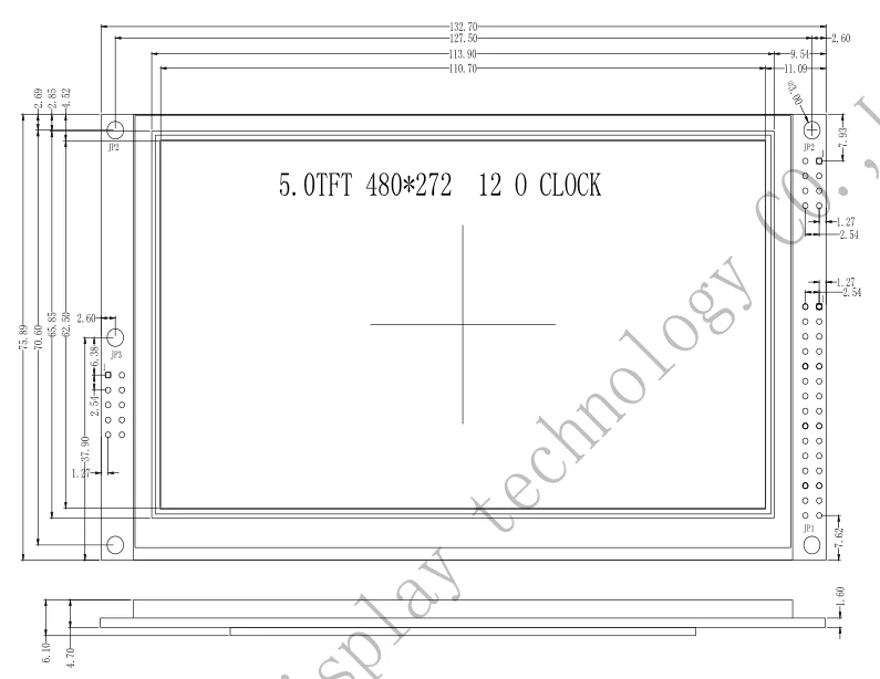 5 Inch Tft Lcd Driver Board Ra8875 480*272 Resolution 1/2 Layers Spi ...
