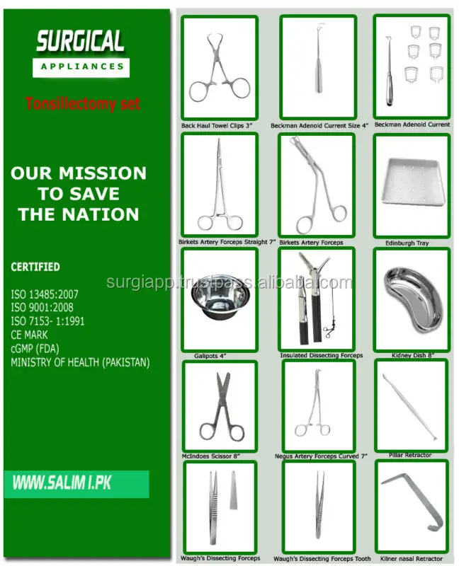 Tonsillectomy Set Buy Surgical Instruments Stainless Steel Instruments Instruments Set Product