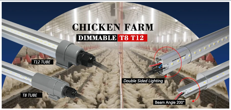 Led Chicken Light Dimmable T12 Led Tri-proof Light Led Poultry Saa ...