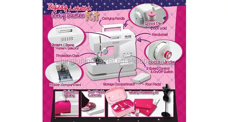 Kids Toy Mini Double Thread Sewing Machine Kit Set For Children To ...