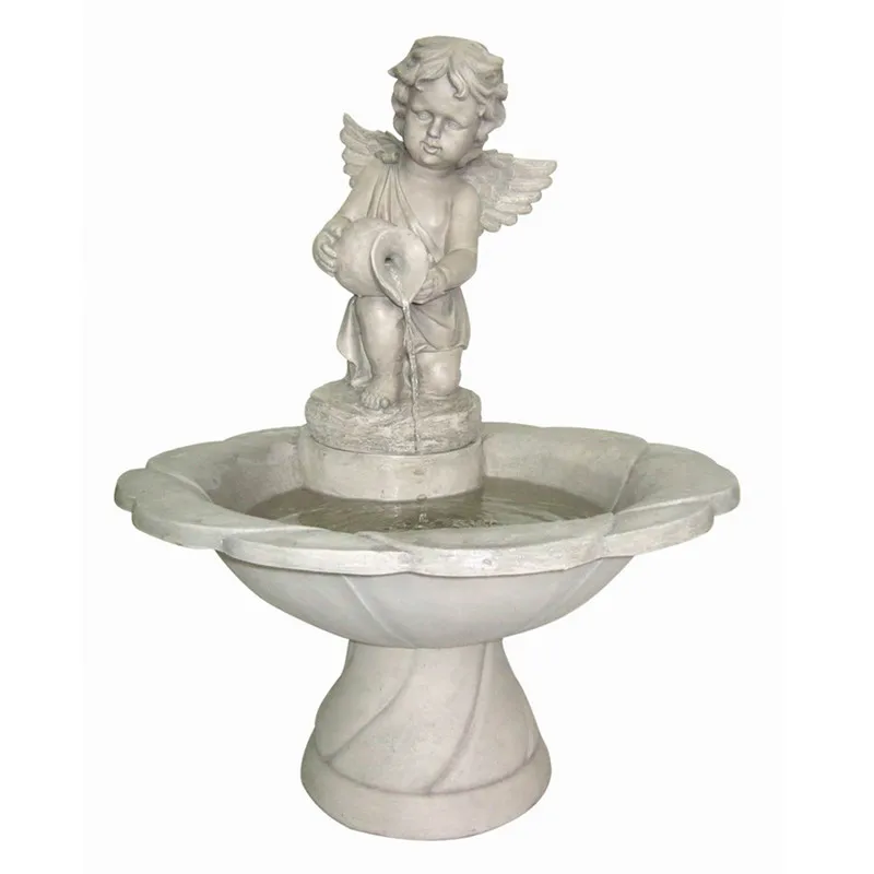 Elegant White Marble Angel Water Fountain for Outdoor Decor