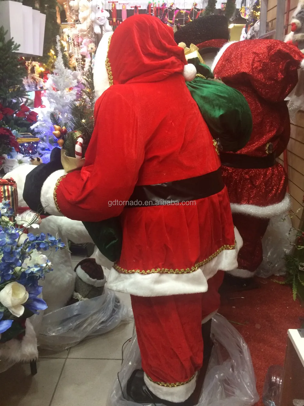 1.7m Christmas Standing Inflatable Santa Claus From Chimney With Gift ...
