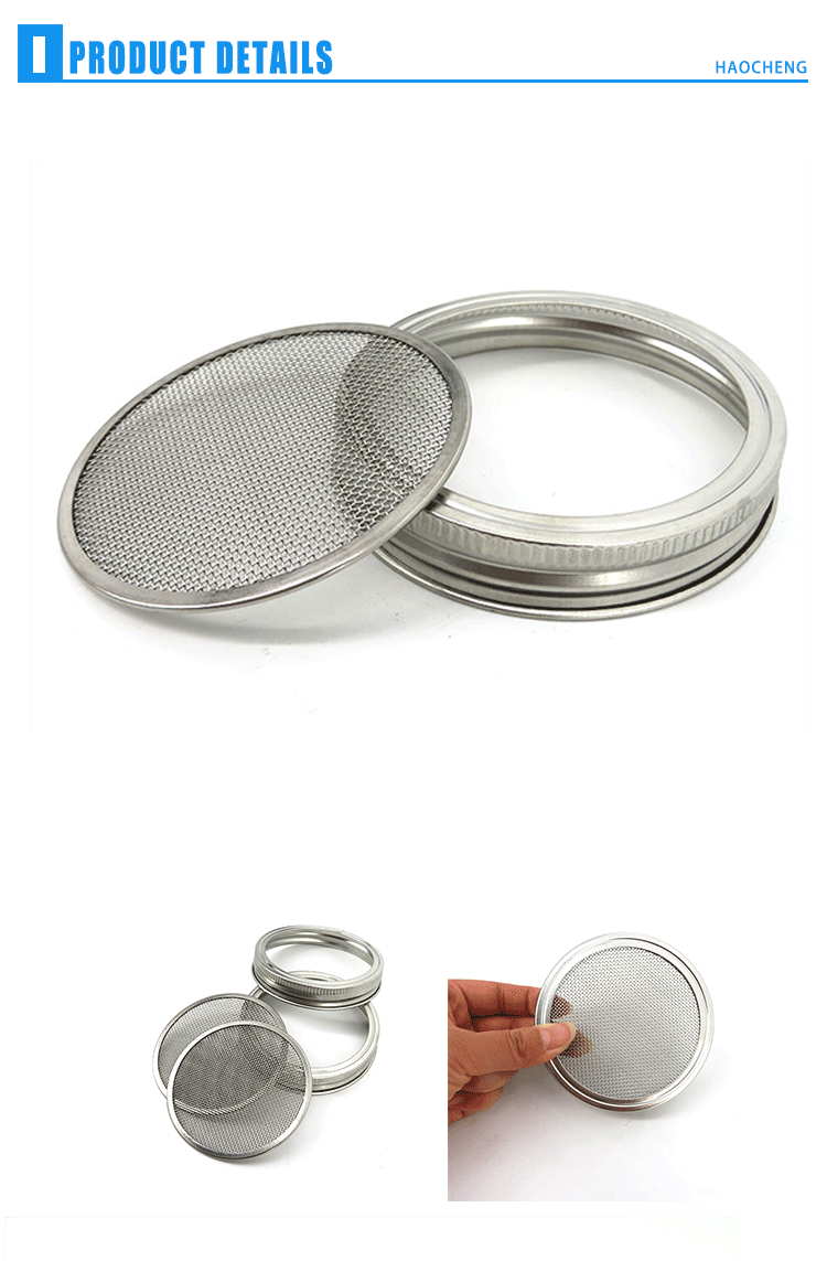 20 Mesh Stainless Steel Seed Sprouting Mesh Screen Lid For 70mm Mason ...