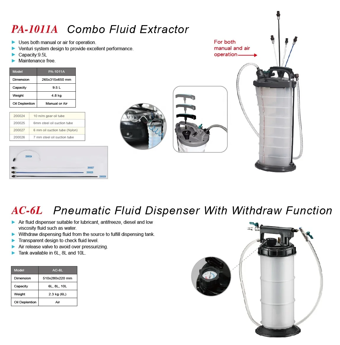 9.5 L Manual & Air Pneumatic Lubricant Engine Oil Brake Fluid Extractor ...