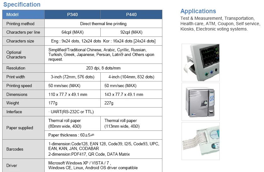 WOOSIM PORTI-P340 Thermal Receipt Printer - 80mm/s Speed