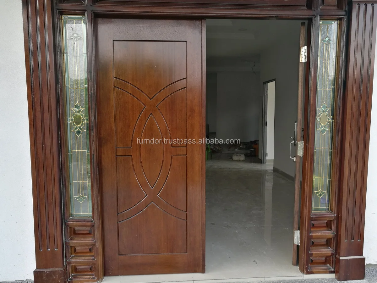 Modern Design Villa Entrance Double Leaf Solid Wooden Door - Buy ...