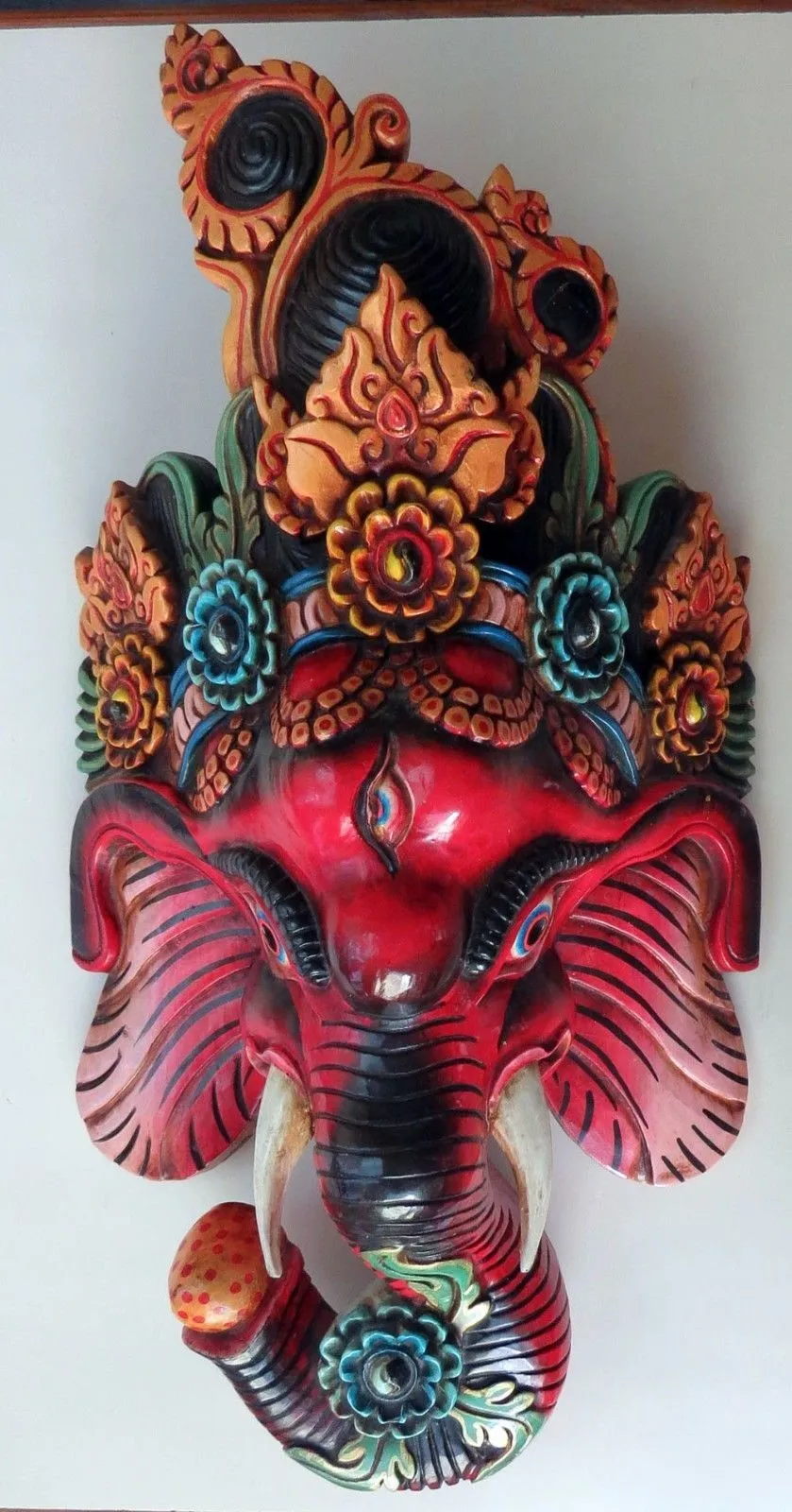 Handmade God Wooden Craft Mask Of Hindu Lord Ganesh Wall Hanging Made ...
