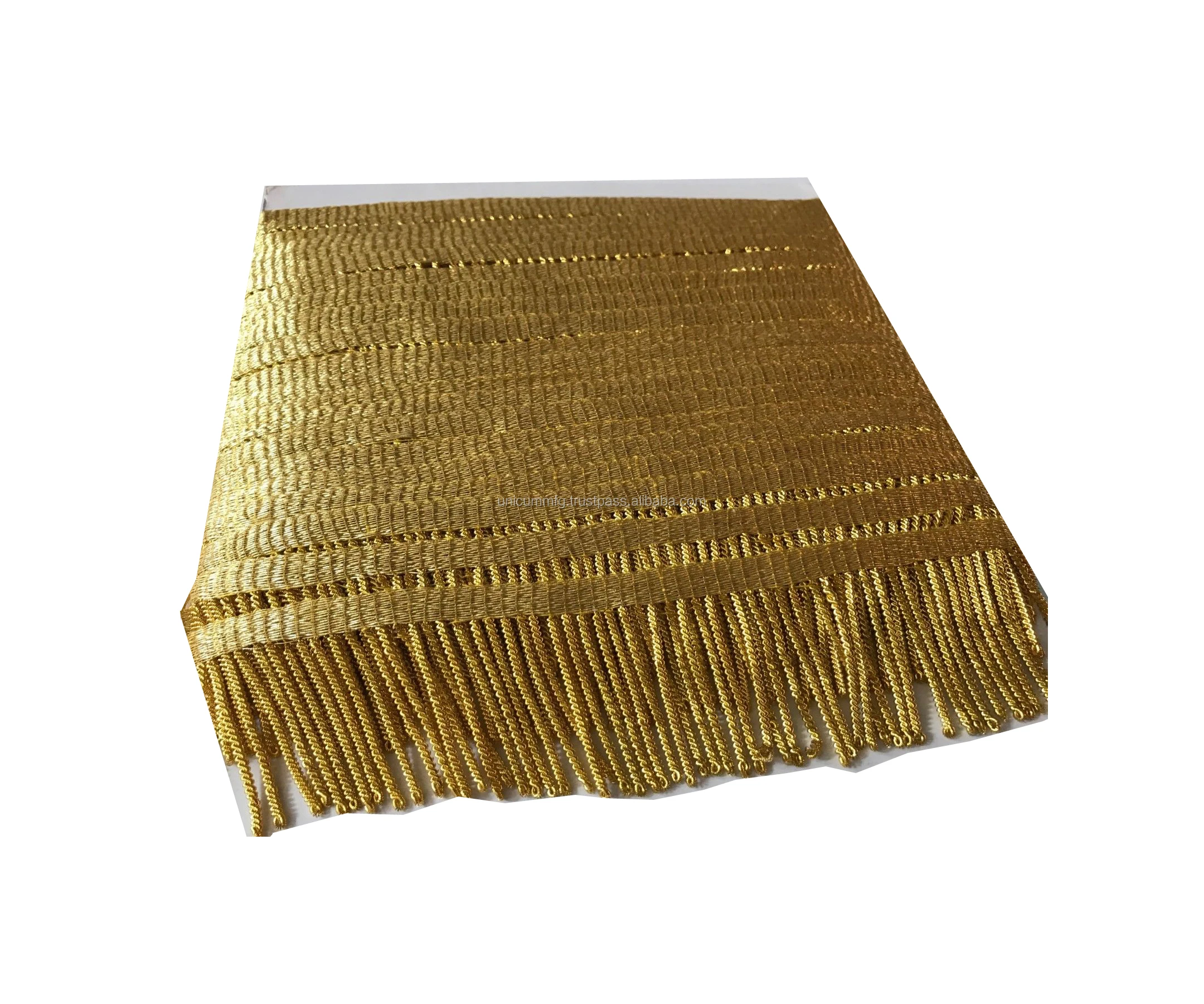 4cm Gold Metallic Bullion Fringe Coiled Strands Light Metal Hand Made ...
