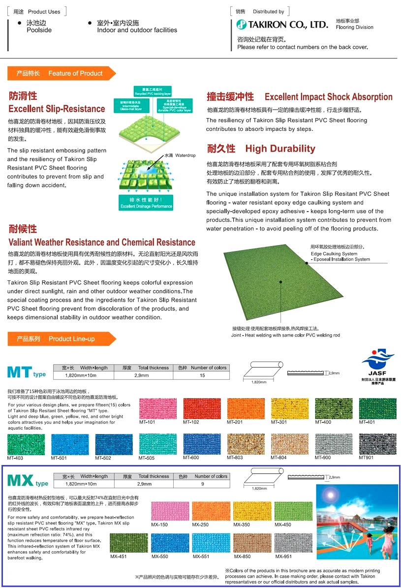 C.I. Takiron Poolside Flooring: Slip-Resistant PVC Sheet for Outdoor ...
