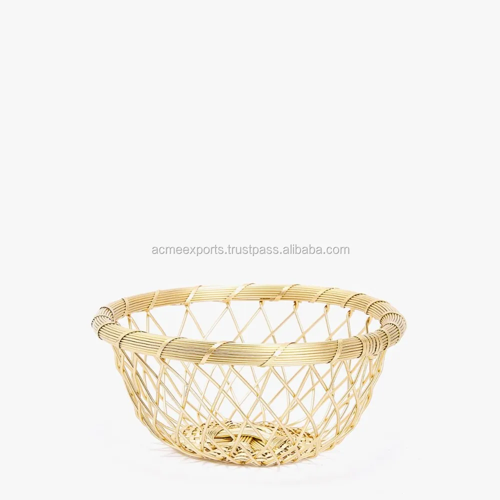 Round Empty Small Metal Wire Mesh Basket - Sustainable Storage