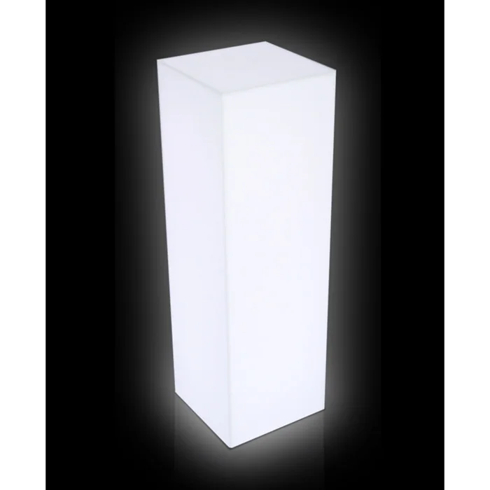 Tall Lighted Display Cube - White Acrylic LED Pedestal Sign