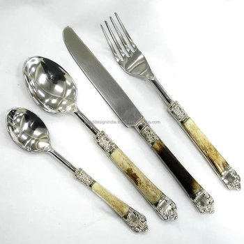 Wedding Tableware Cutlery Set Bone Handle Stainless Steel Cutlery Set ...