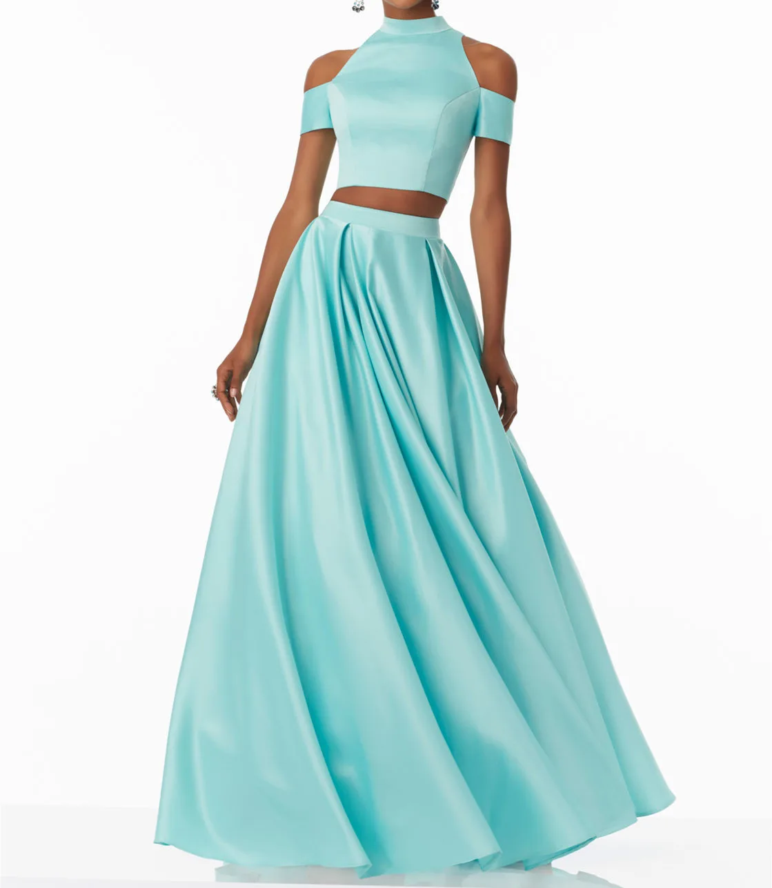 Chic and Beautiful Two-Piece Satin Prom Dress by Sk-girl