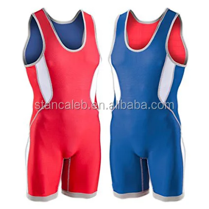 Stan Caleb Latest Reversible Modified Red Blue Wrestling Singlets ...