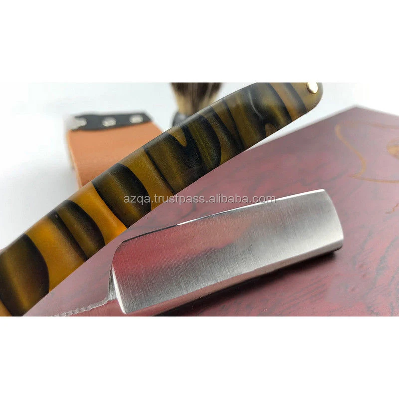 440 Steel Shaver Kit Cut Throat Straight Razor Shaving Brush Wooden ...