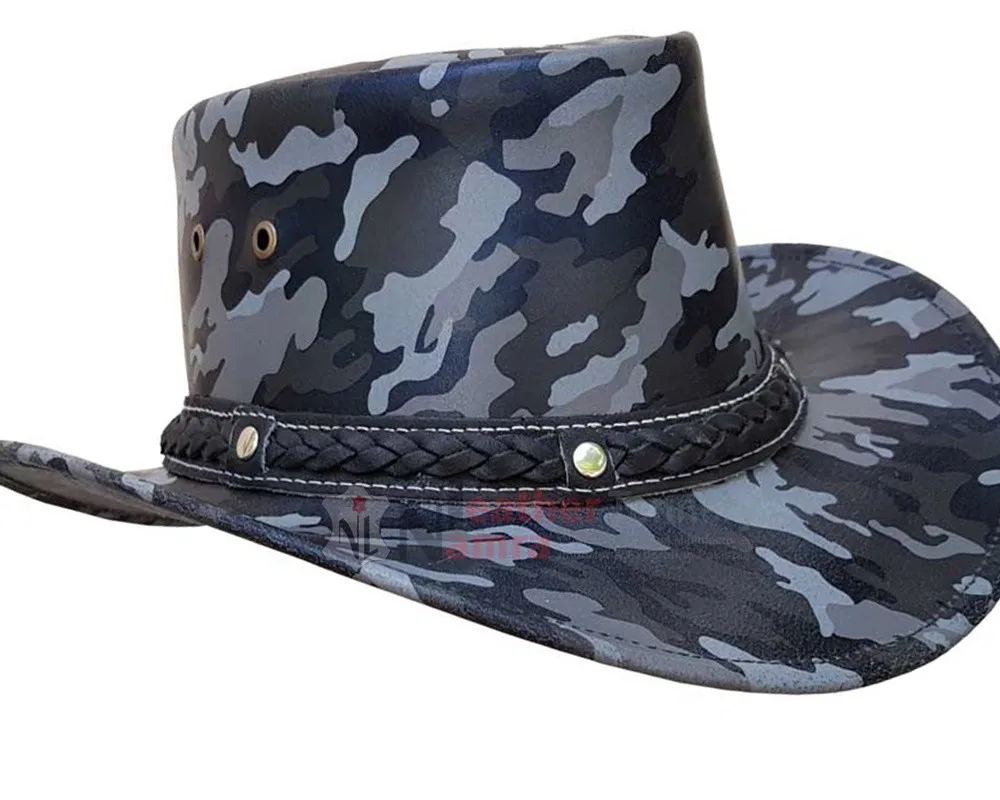 Latest Western Style Camo Leather Cowboy Hat | Army Hat In Pu Leather ...