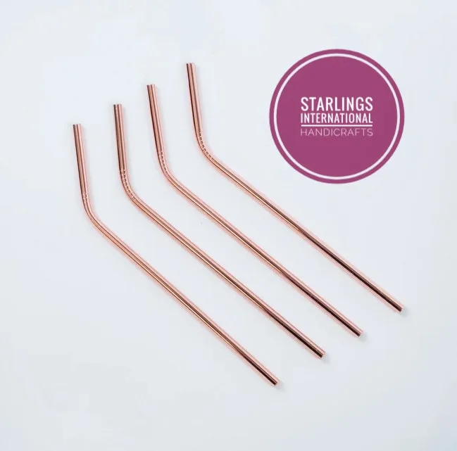 Pure Copper Reusable Drinking Straw (pure And Tested Copper) (rose Gold ...