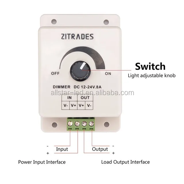 Pwm 디밍 컨트롤러 Led 조명 또는 리본 12 볼트 8 앰프 밝기 조절 스위치 주차 컨트롤러 Dc12v 8a 96 와트