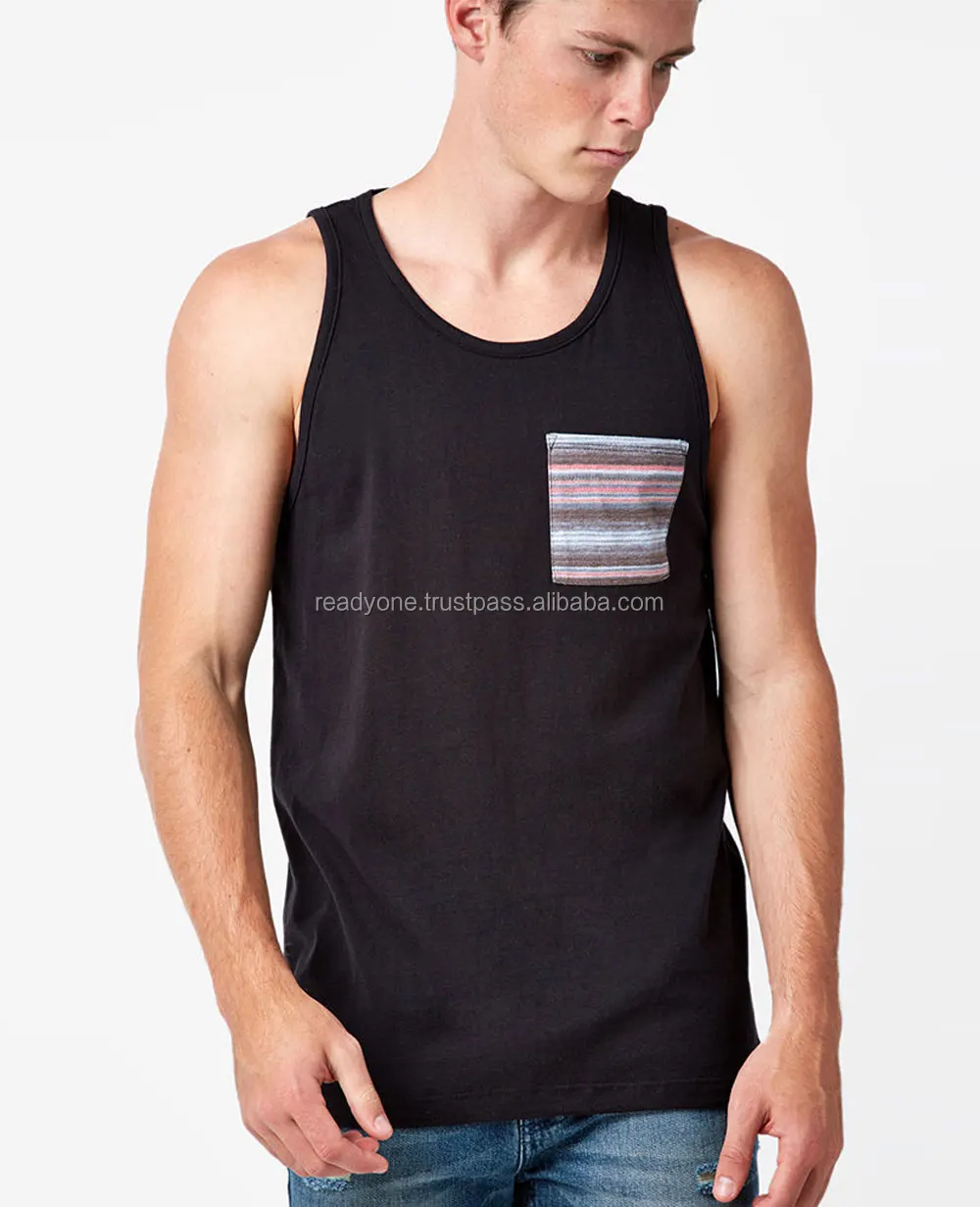 Full Cotton Knit Men Singlet Pocket Singlet For Men High Quality Men's ...