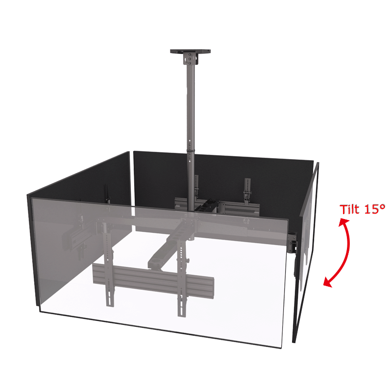 LCM4U Retractable Hanging Ceiling Mount TV Arm for Four Screens