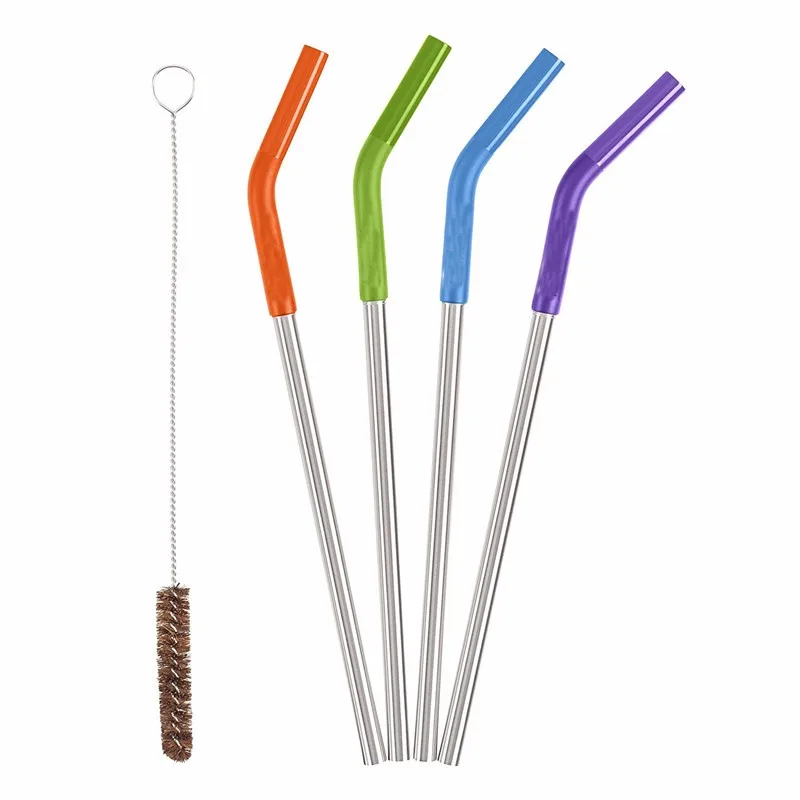 Extra Long Stainless Steel Safe Straws with Removable Silicone Tip