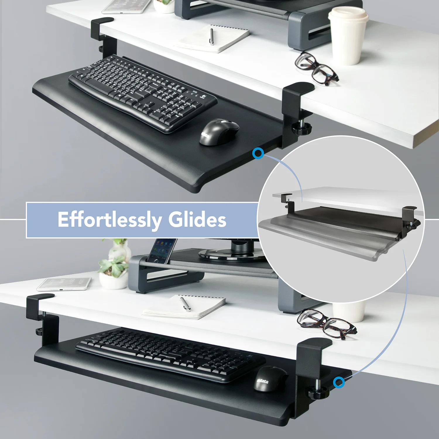Under Desk Keyboard Tray,Clamp On Keyboard Drawer Aidata - Buy Support ...