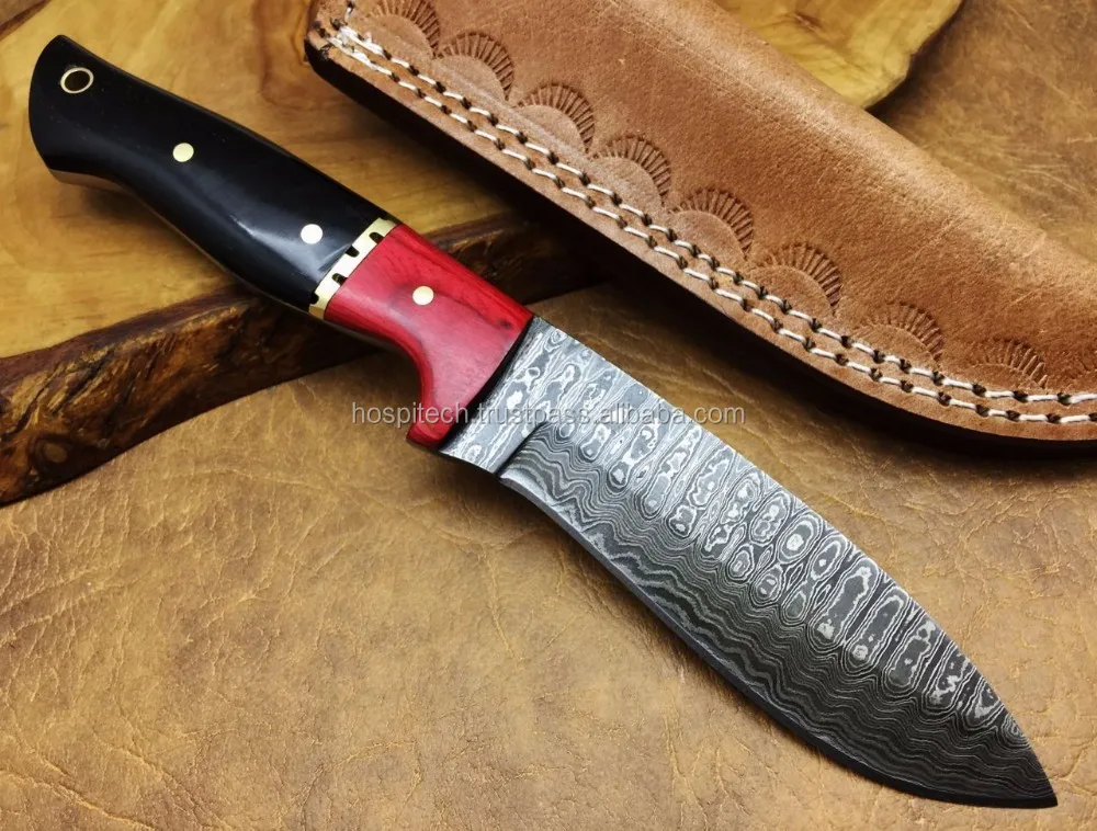 Damascus Bowie Hunting Knife - Buy Custom Handmade Damascus Steel Blade ...