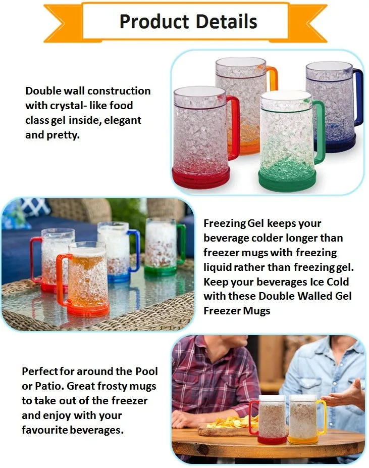 Double Walled Beer Mugs - Frosty Freezer Mugs by Sunrise