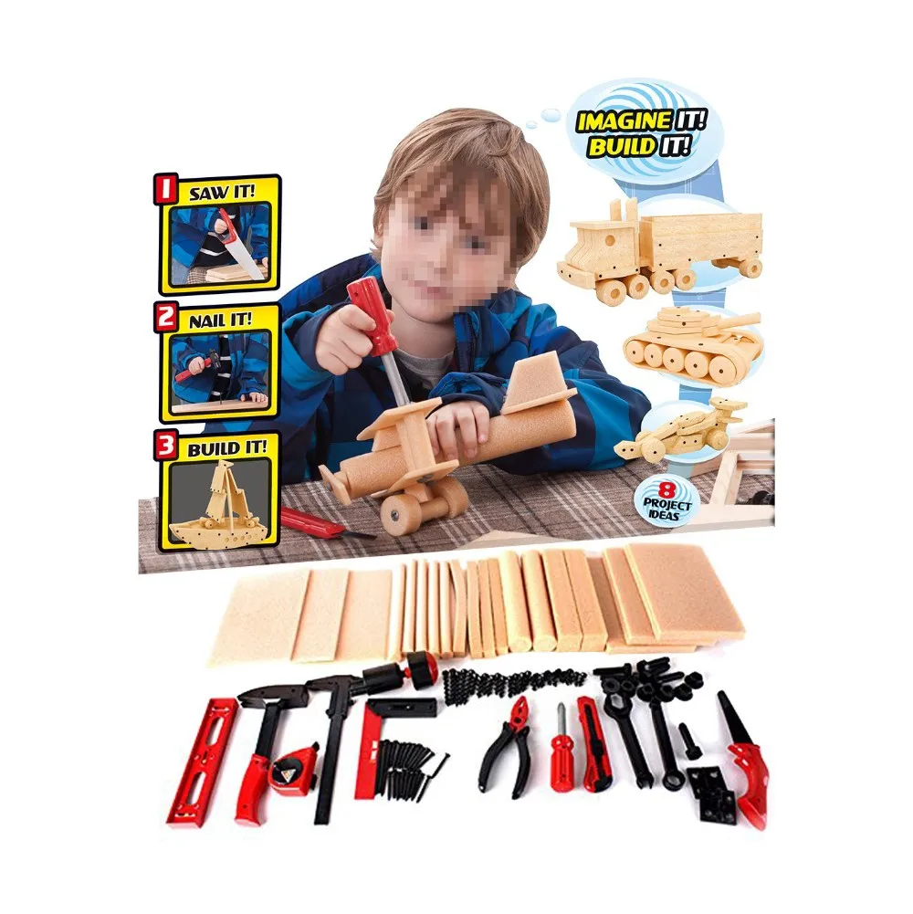 DIY Foam Wood Kids Construction Tool Workshop Kit - Fun & Learning