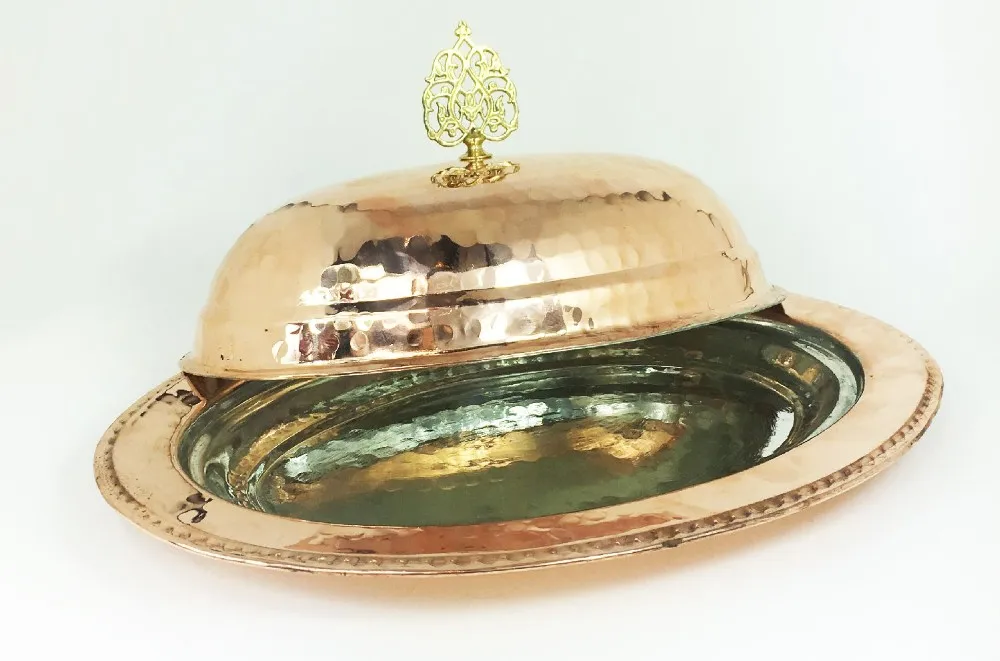 Anatolian Hand Hammered Oval Copper Serving Plate With Lid,Sahan ...