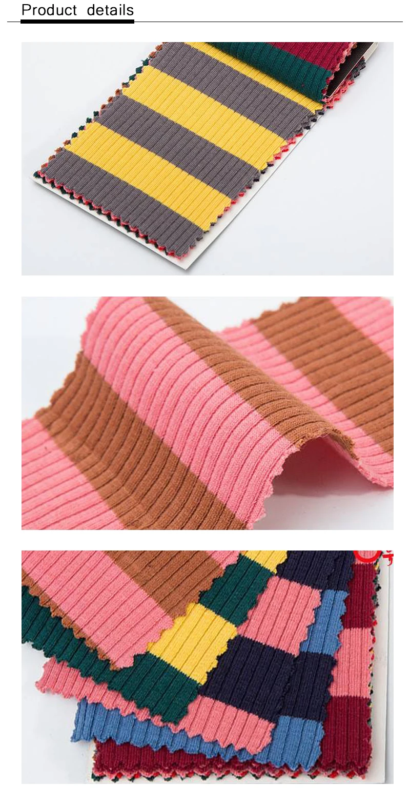 Two-color Cotton Spandex Composition Stripe Rib Knit Fabric - Buy ...