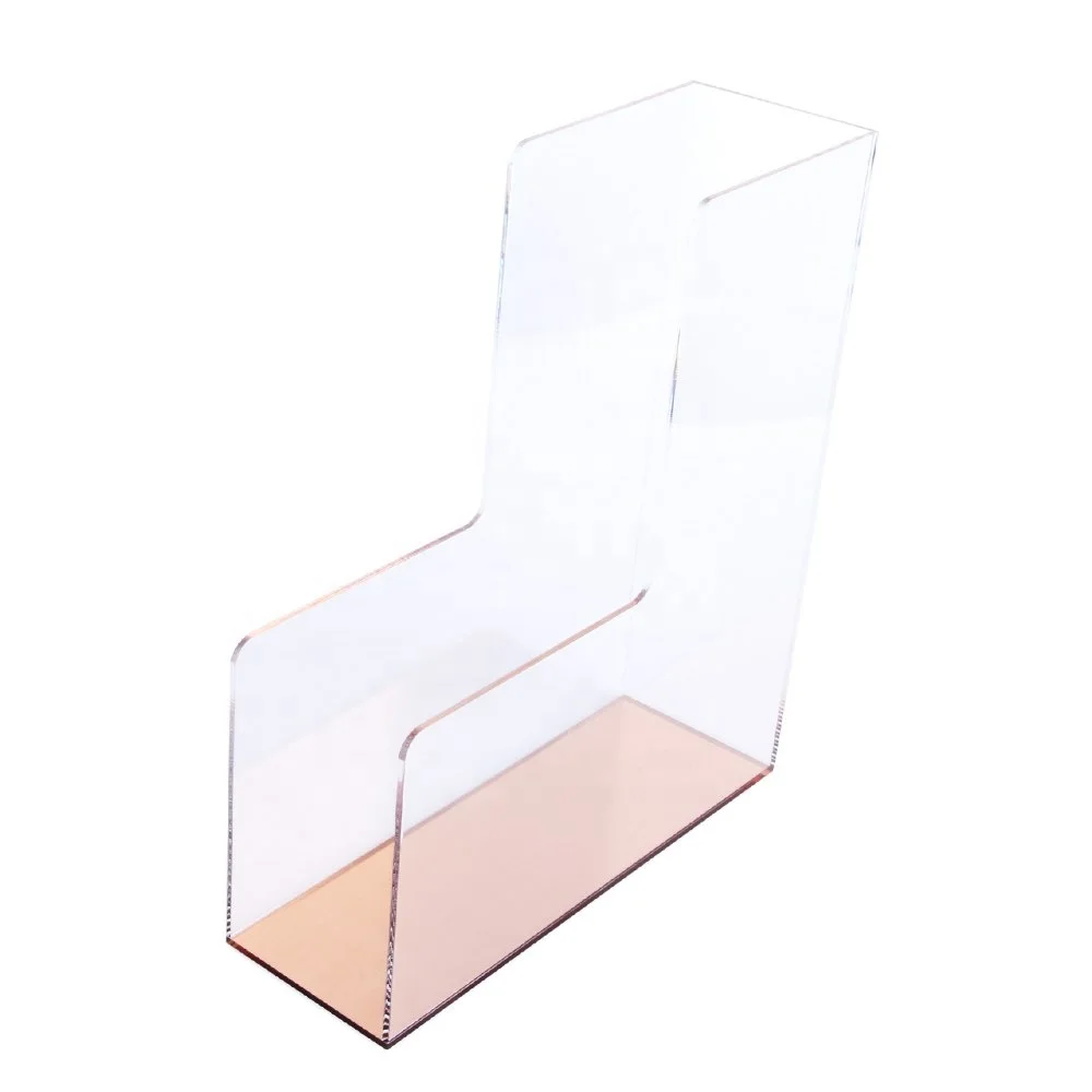 Custom Golden Base Office Acrylic Plexiglass Deskrop Magazine Holder ...