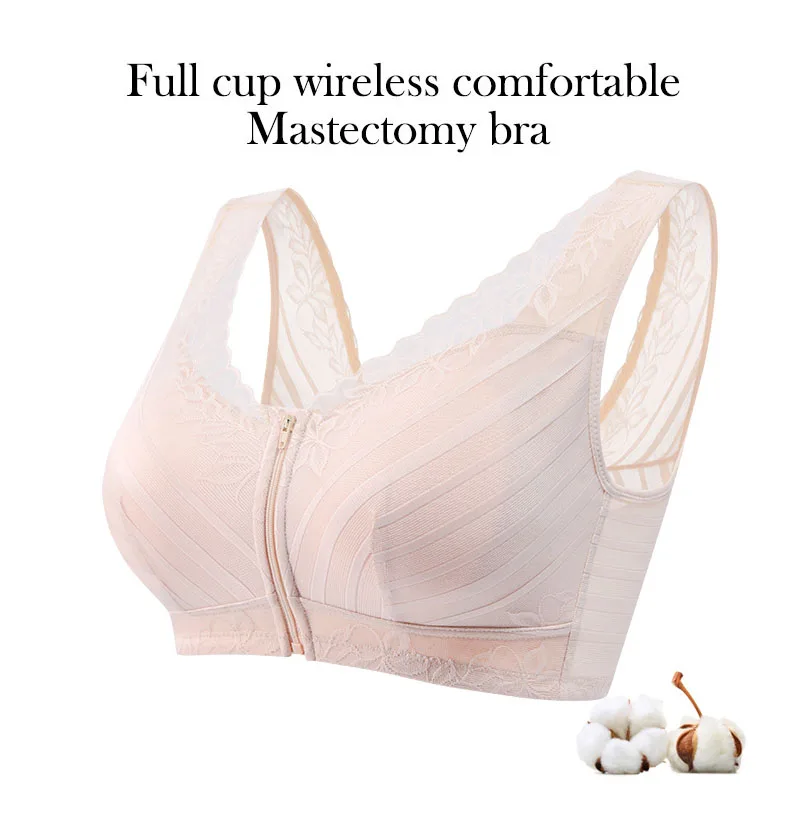 Prosthesis Wireless Front Closure Zipper Bra Yc-014 Cotton Sexy ...
