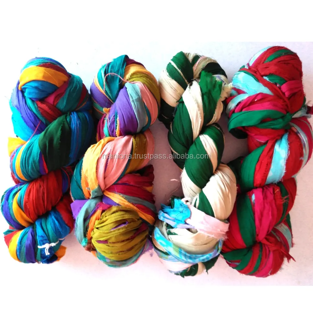 Indian Chiffon Sari Silk Ribbons Recycled Assorted Multi Colors Scraps ...