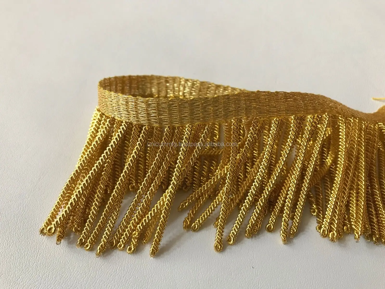 4cm Gold Metallic Bullion Fringe Coiled Strands Light Metal Hand Made ...