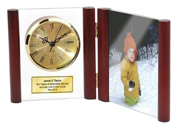Cherry Wood Desk Clock With Picture Frame - Buy Desk Clock With Picture ...