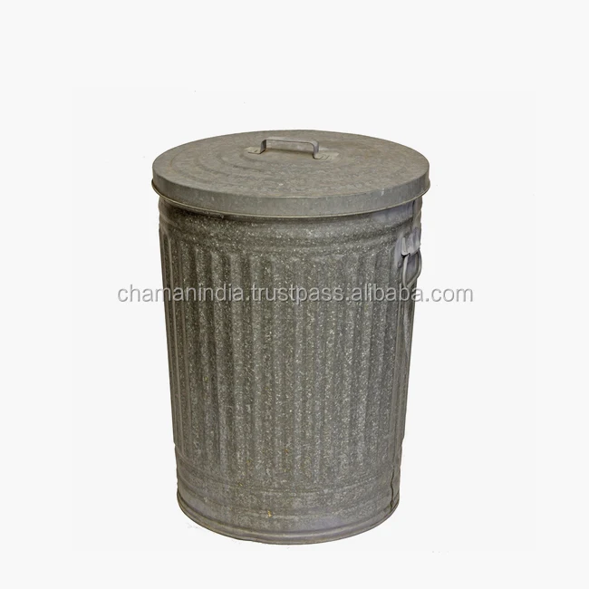 Cylindrical Shape Galvanized Bins Trash Cans Waste Bin - Buy ...