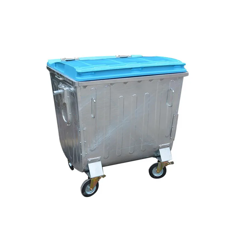 1.1 CBM Plastic Cover Galvanized Steel Metal Bin Waste
