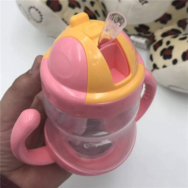 Baby Feeding Bottle Cute Girl Boy Mini Cup With Handles Baby Straw Cup ...