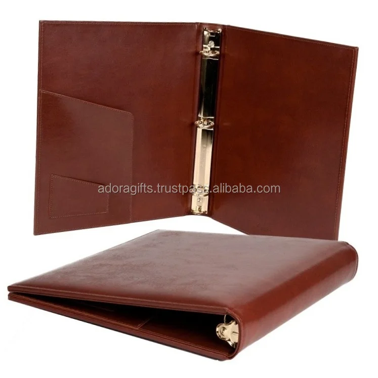 Hardcover Leather A4 3 Ring Binder File Folder Accessory / School ...